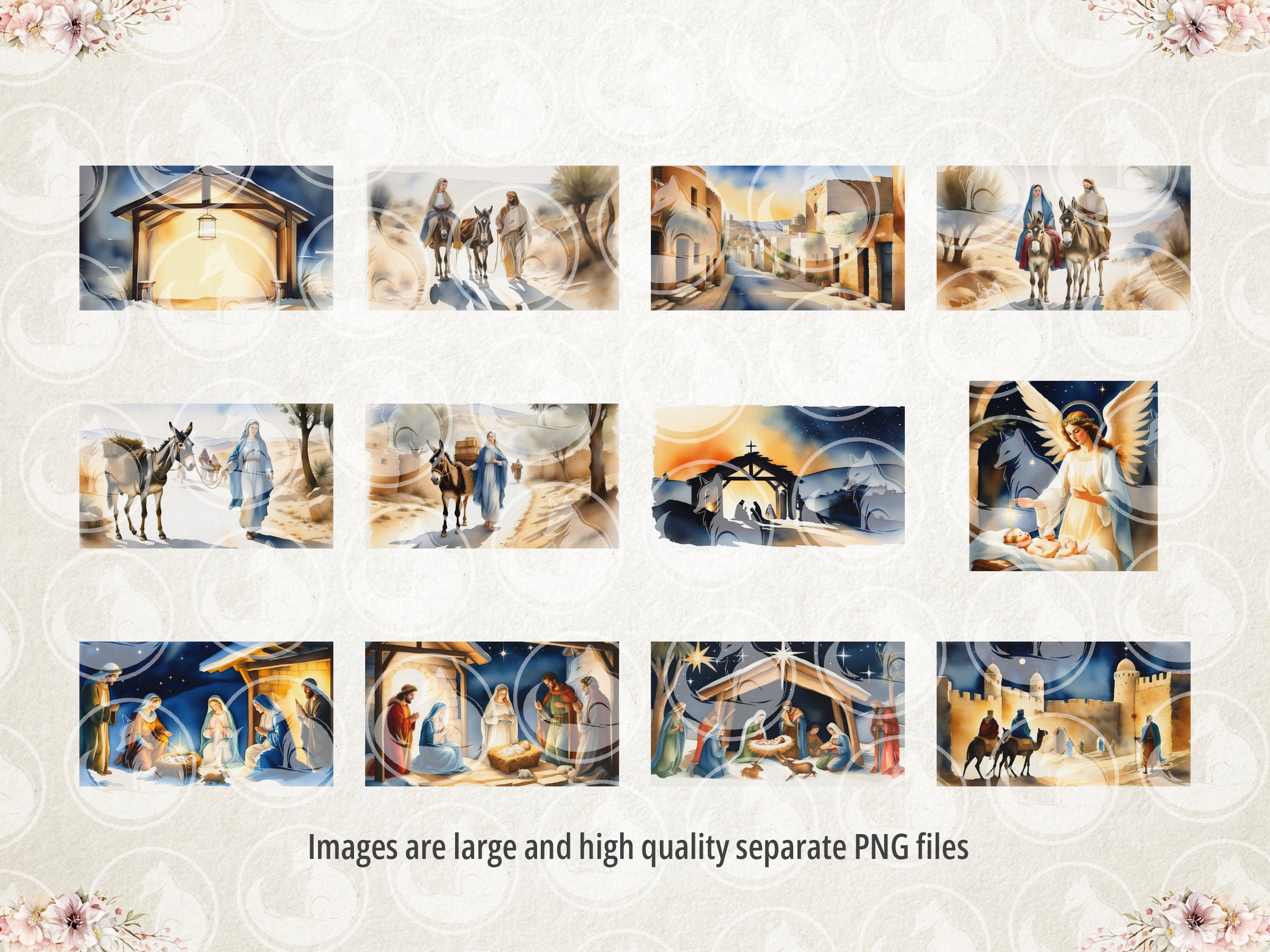 Nativity Scene Watercolor Clipart Bundle PNG Christmas Jesus - Etsy
