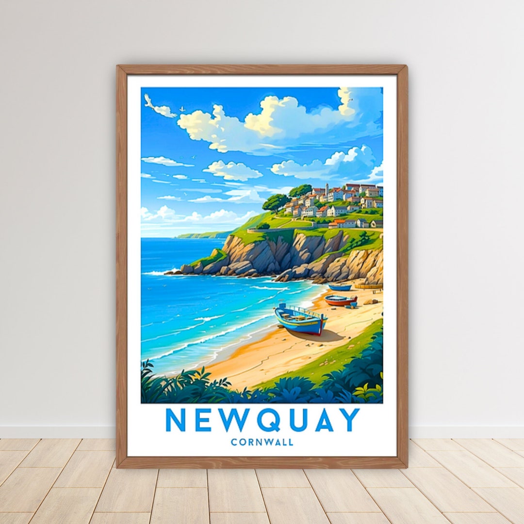 Newquay Poster, Cornwall Digital Print, Travel Poster, Landmarks ...