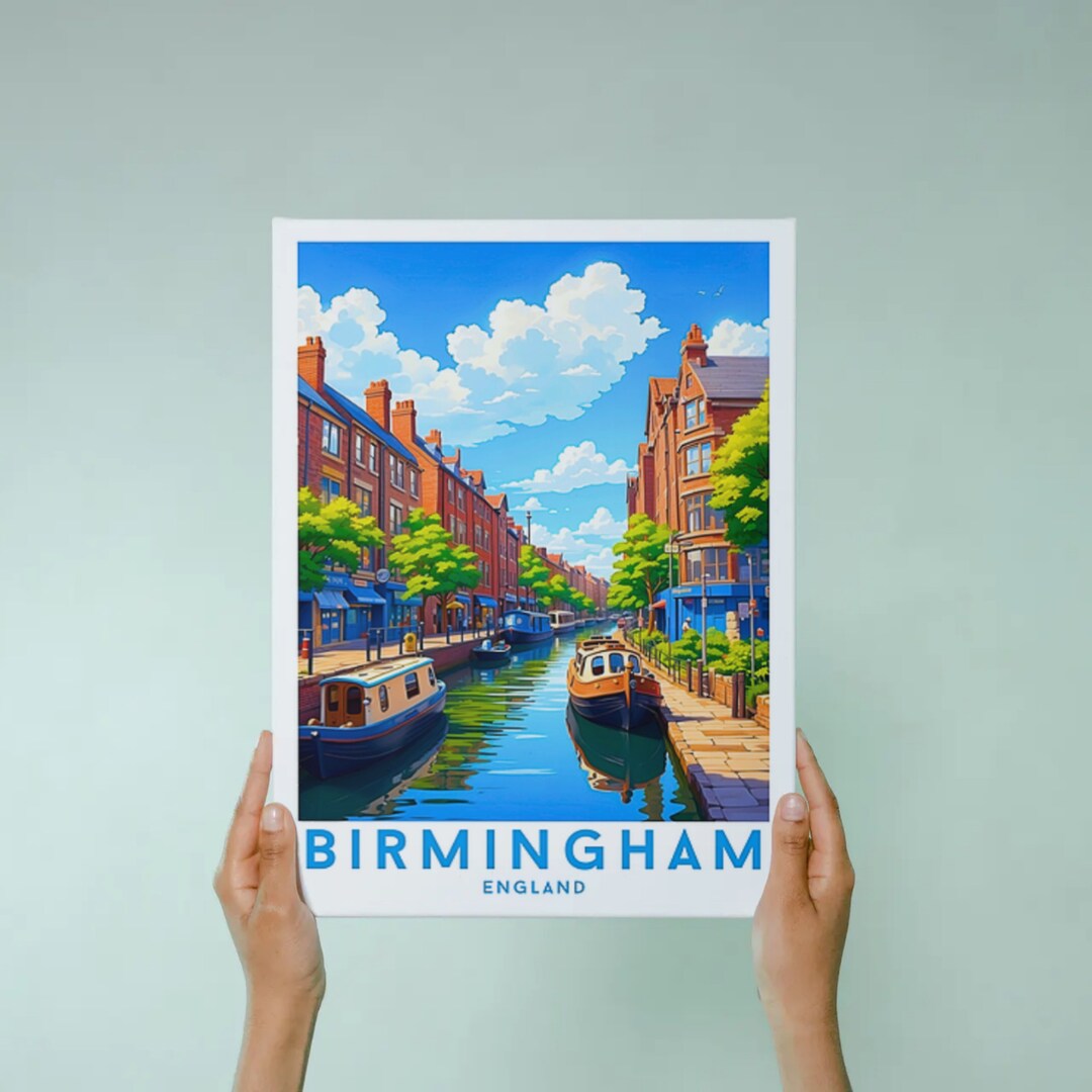 Birmingham Print Poster, Bham Digital Print , Birmingham Canal Narrow ...