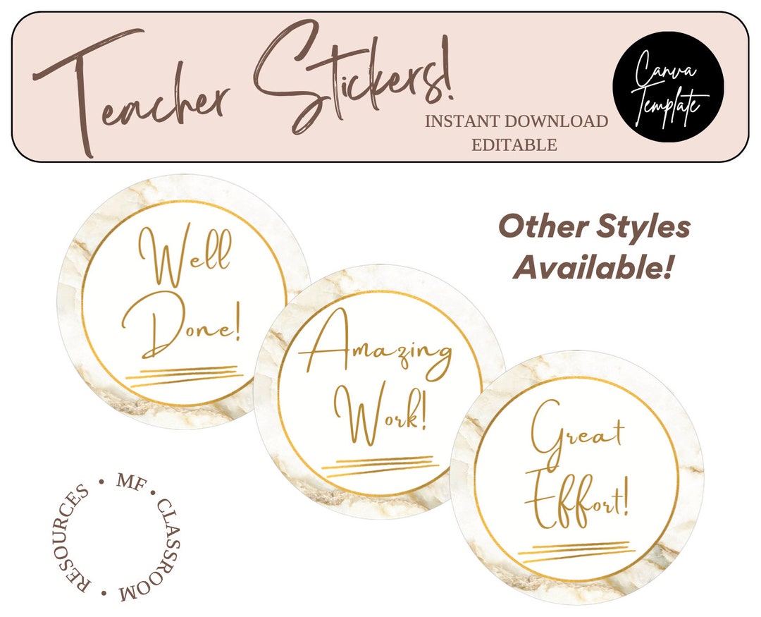 Well Done Stickers! - Gold Marble - Etsy