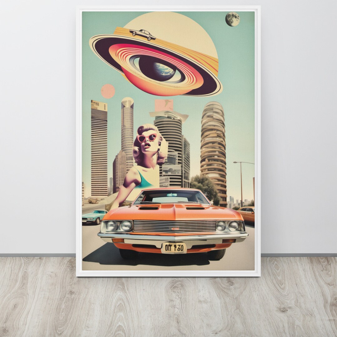 Vintage Surreal Collage Framed Canvas Wall Art Ready to Hang. - Etsy