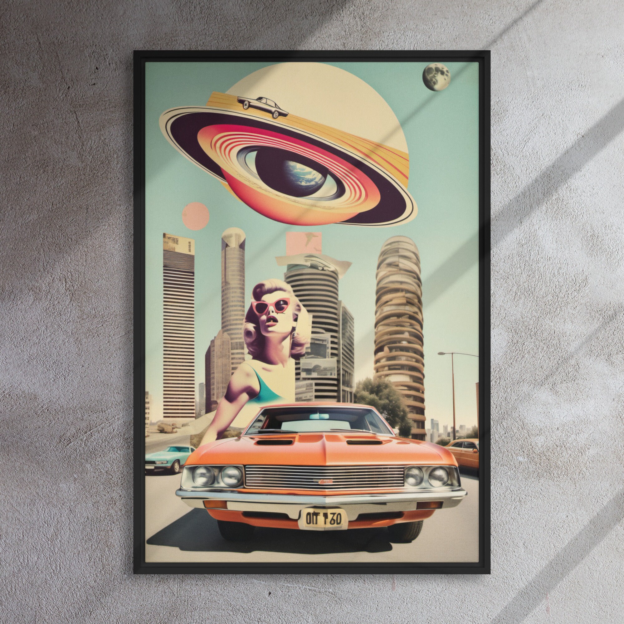 Vintage Surreal Collage Framed Canvas Wall Art Ready to Hang. - Etsy