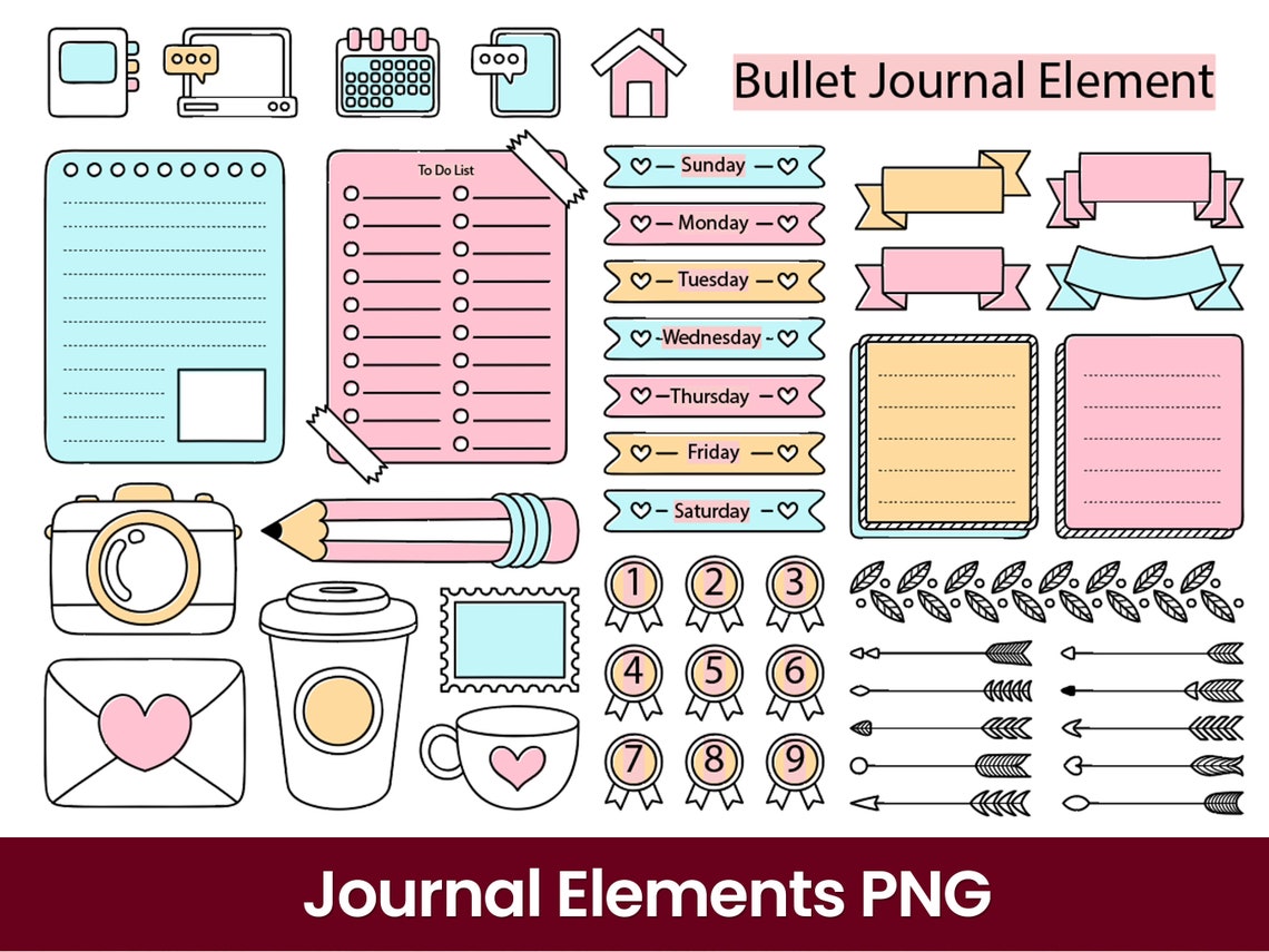 Colorful Journal Elements Png Digital, Good Notes Planner, iPad Planner ...
