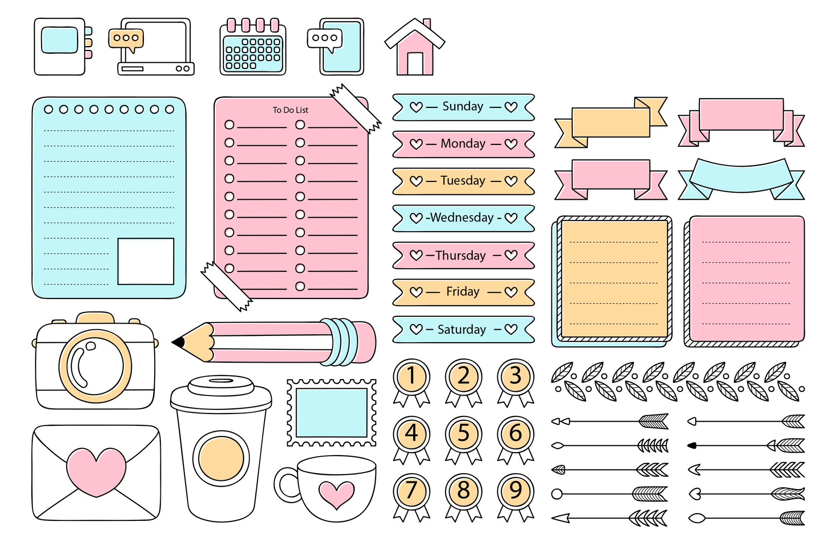 Colorful Journal Elements Png Digital, Good Notes Planner, iPad Planner ...