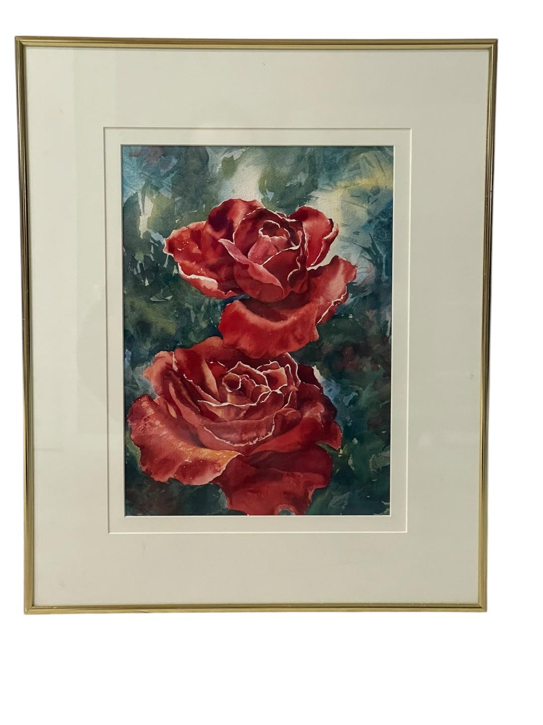 Connie Glowacki Artist Framed Watercolor Roses 22”x18.5” SIGNED - Etsy