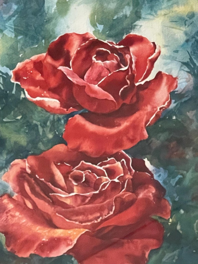 Connie Glowacki Artist Framed Watercolor Roses 22”x18.5” SIGNED - Etsy