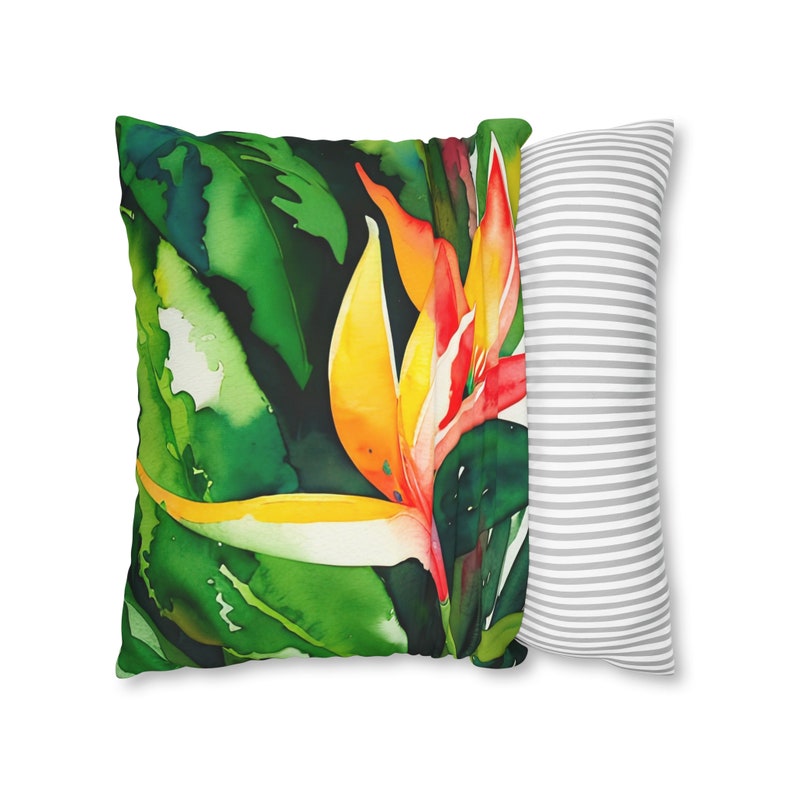 Bird of Paradise Watercolor Tropical Pillow Cover Vibrant Hawaiian ...