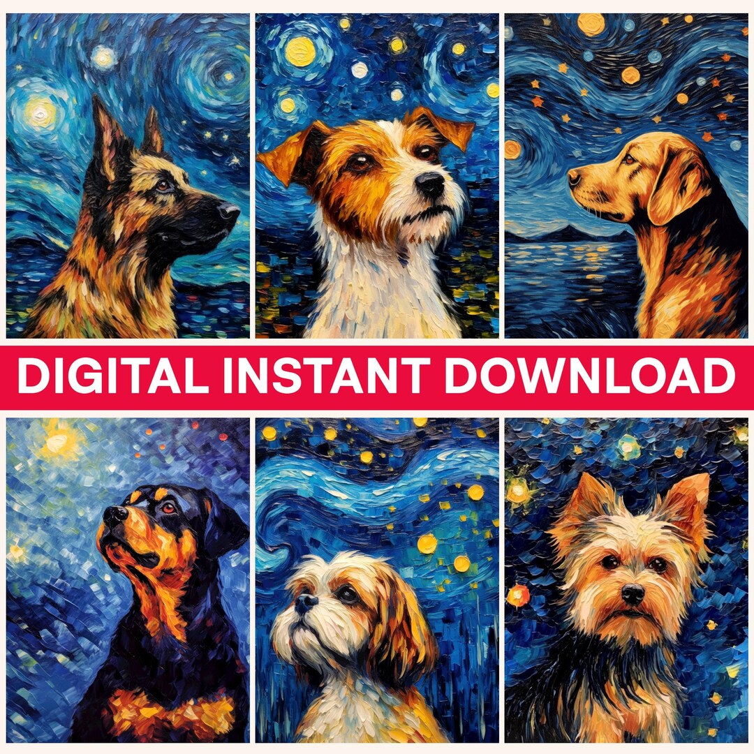 Starry Night Dogs Png, Dog Breeds Png, Art Dog Png, Dogs Clip Art ...