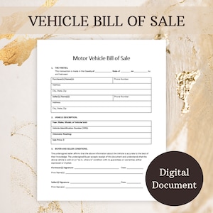 Car Bill of Sale As-is Template | Instant Digital Download and Print ...