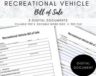 Car Bill of Sale As-is Template | Instant Digital Download and Print ...