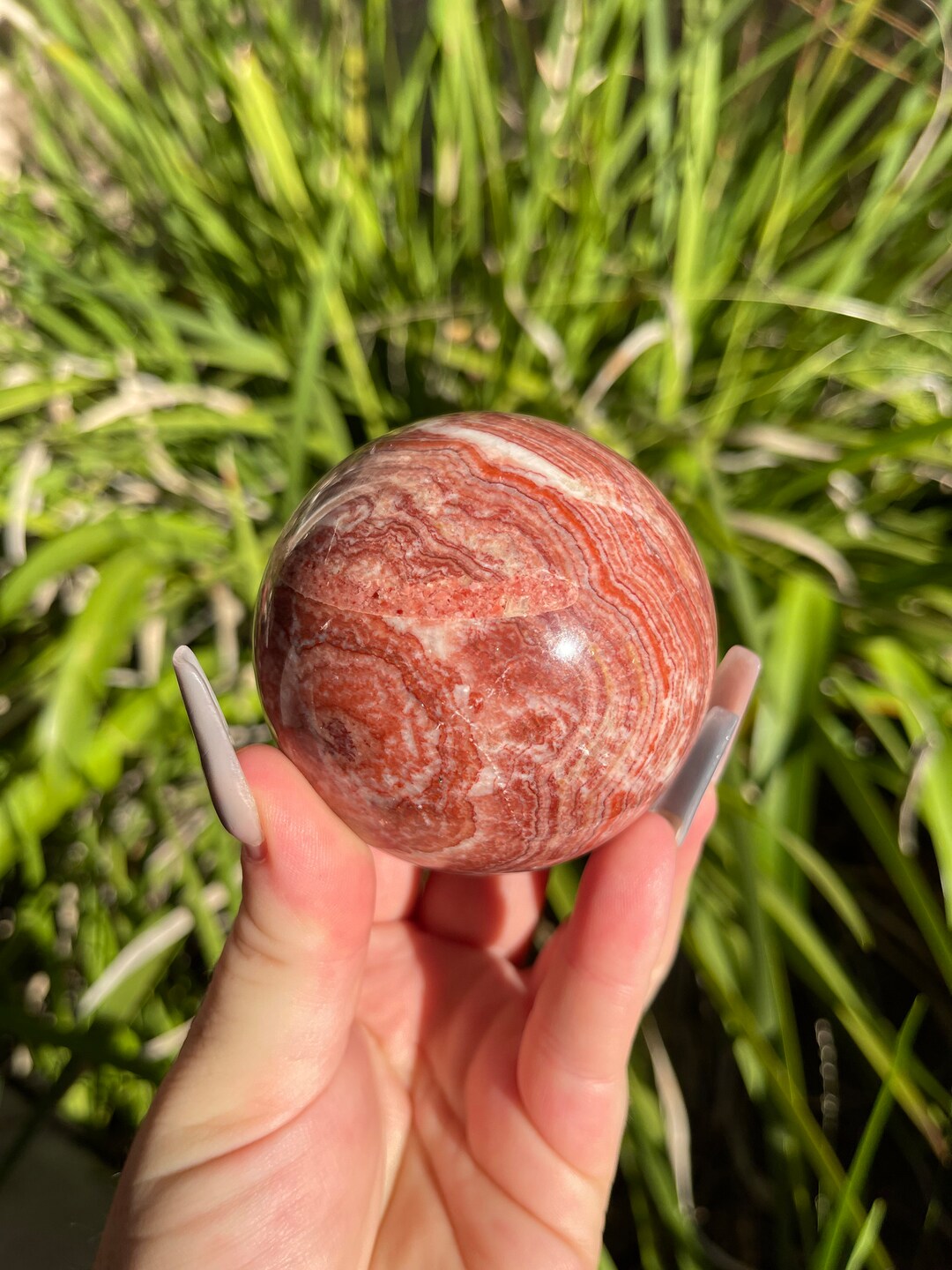 BEAUTIFUL 1.1lbs Banded Jasper *pork Stone* Sphere 71mm - Discounted ...