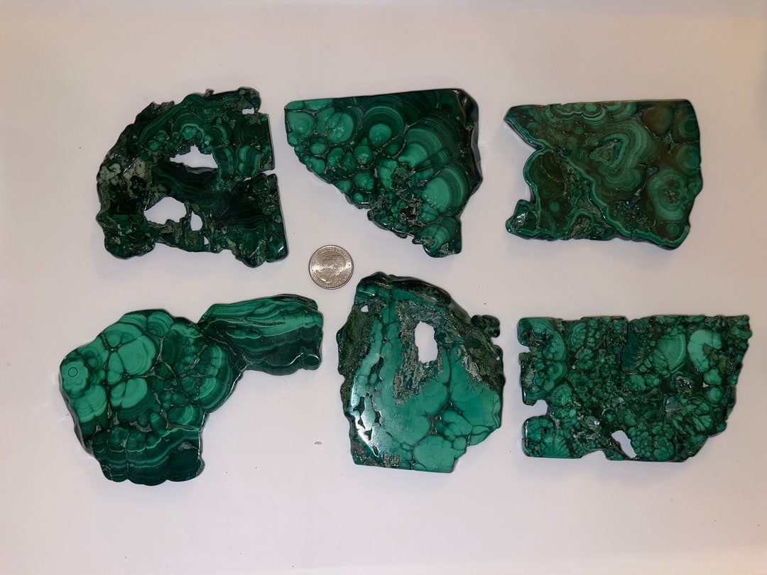 VIBRANT MALACHITE SLABS (large) - 6 Choices From 6.33 to 7.96 Oz, See ...