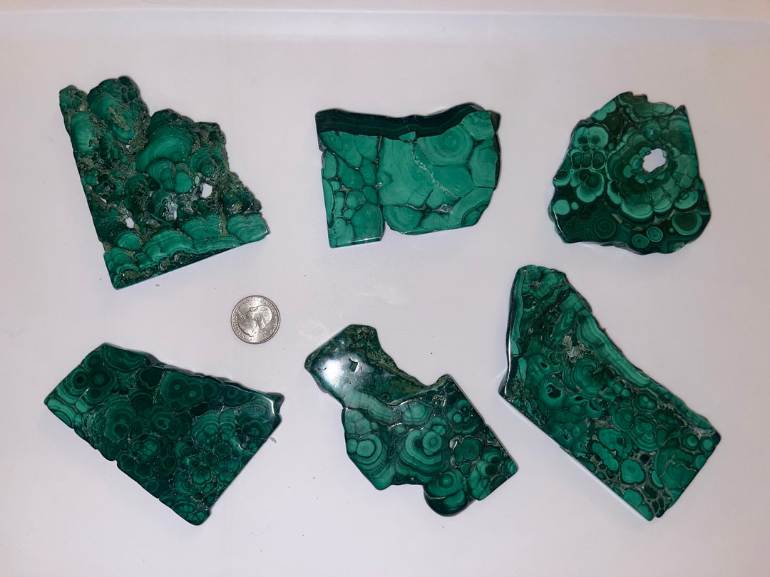 VIBRANT MALACHITE SLABS medium 6 Choices From 4.01 to 5.70 Oz, See Item ...