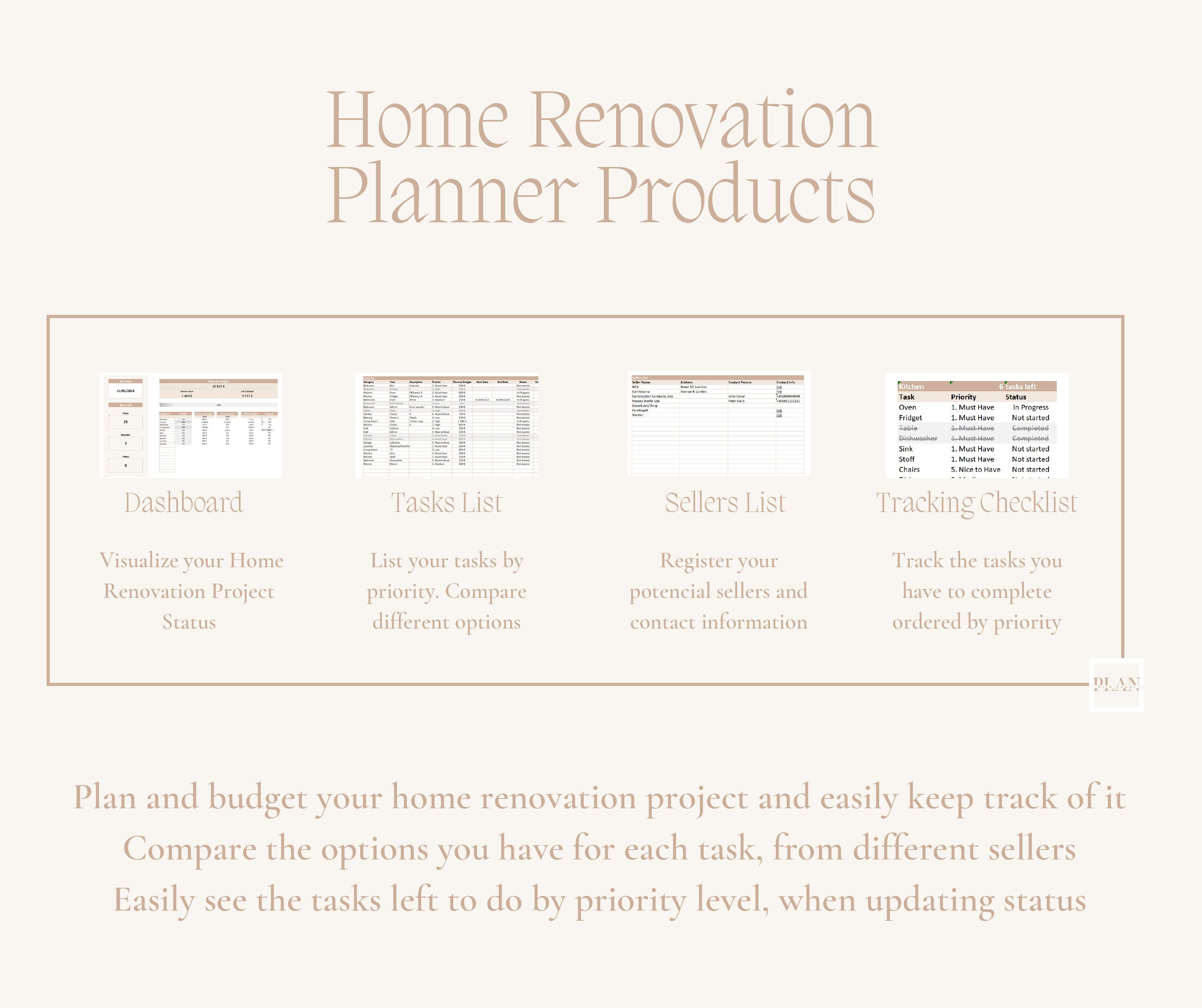 Home Renovation Planner, Home Renovation Template, Home Renovation ...