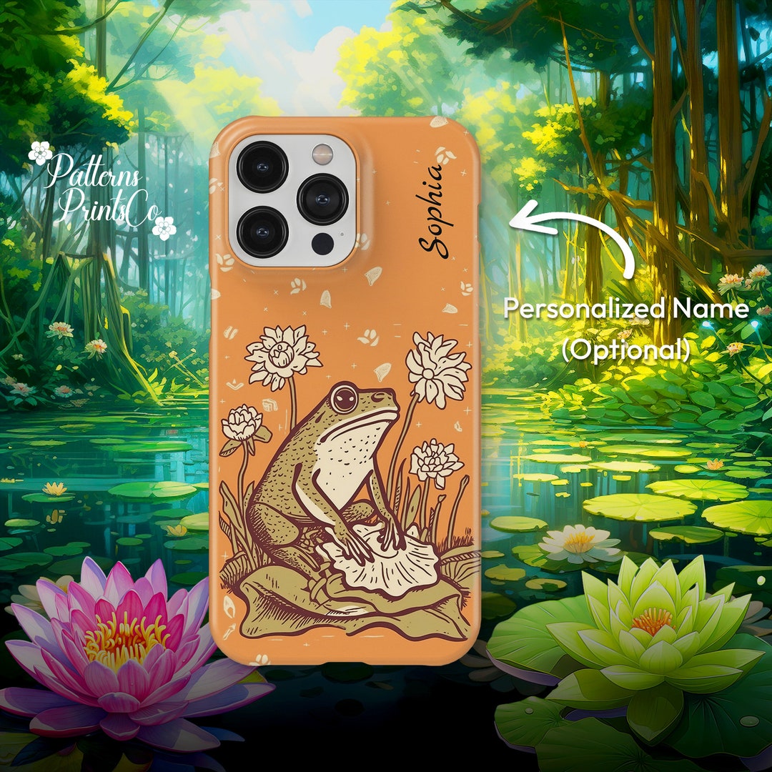 Personalized Name Frog Sitting on Flower Phone Case Cute Woodland Frog ...