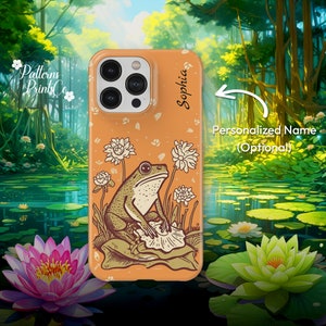 Personalized Name Frog Sitting on Flower Phone Case Cute Woodland Frog ...