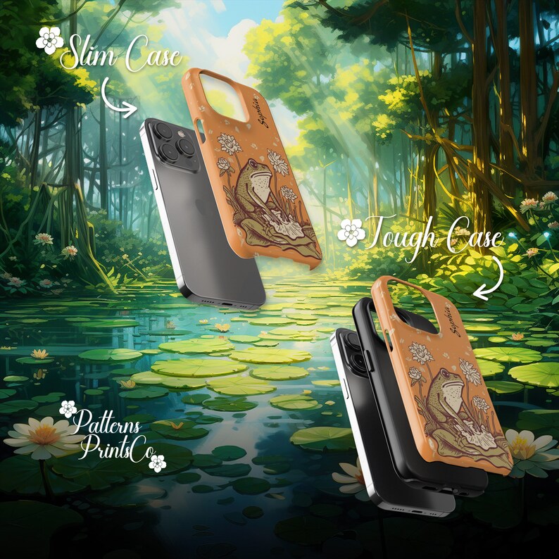 Personalized Name Frog Sitting on Flower Phone Case Cute Woodland Frog ...