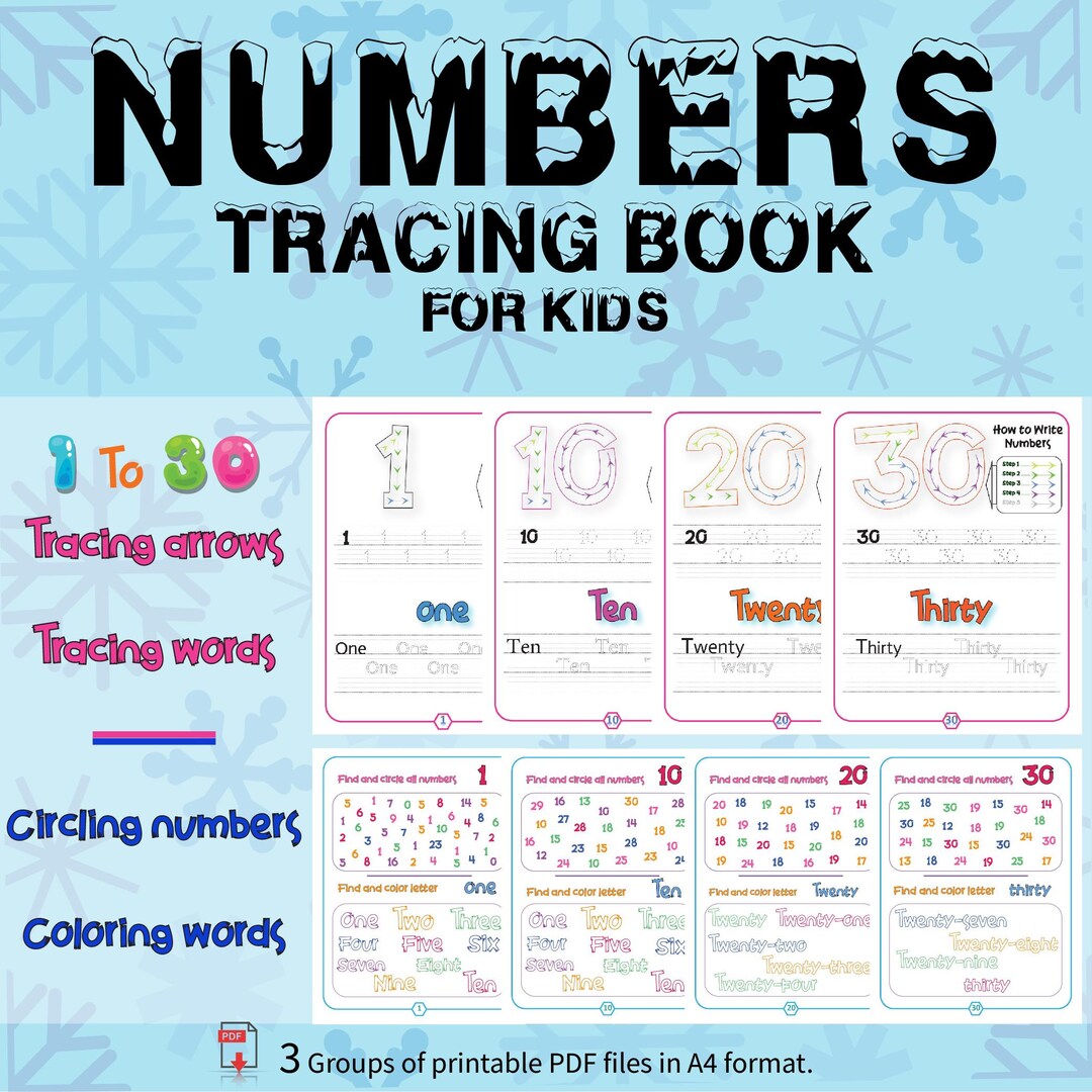 Numbers Tracing Book for Kids: 1 to 30. - Etsy