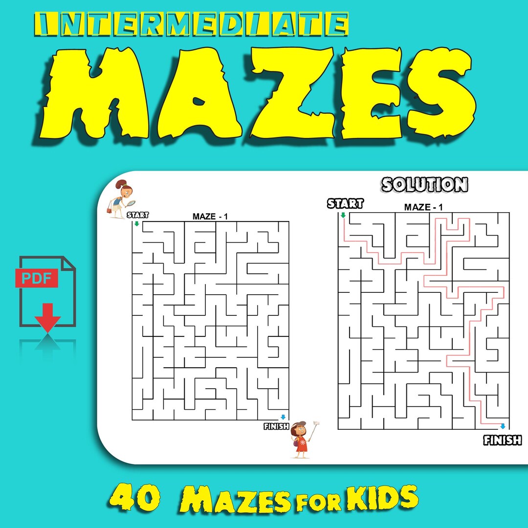 40 Printable Intermediate Mazes for Children. - Etsy