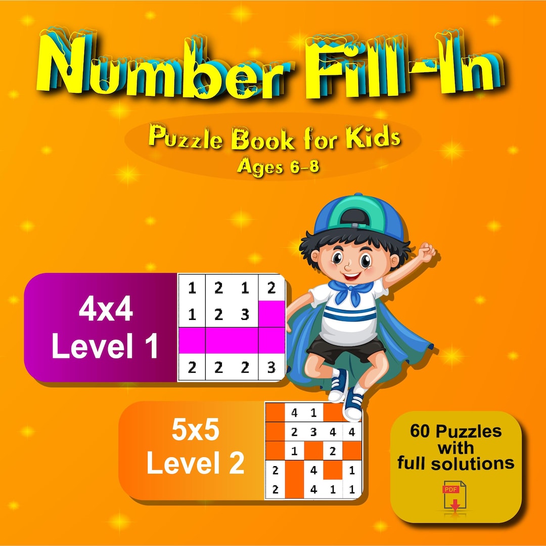 Number Fill-in Puzzle Book for Kids Ages 6–8 - Etsy