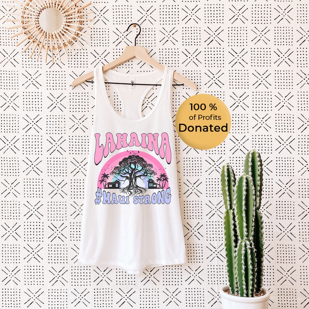 Lahaina Strong Pink Banyan Tree Womens Racerback Tank | Maui Strong ...