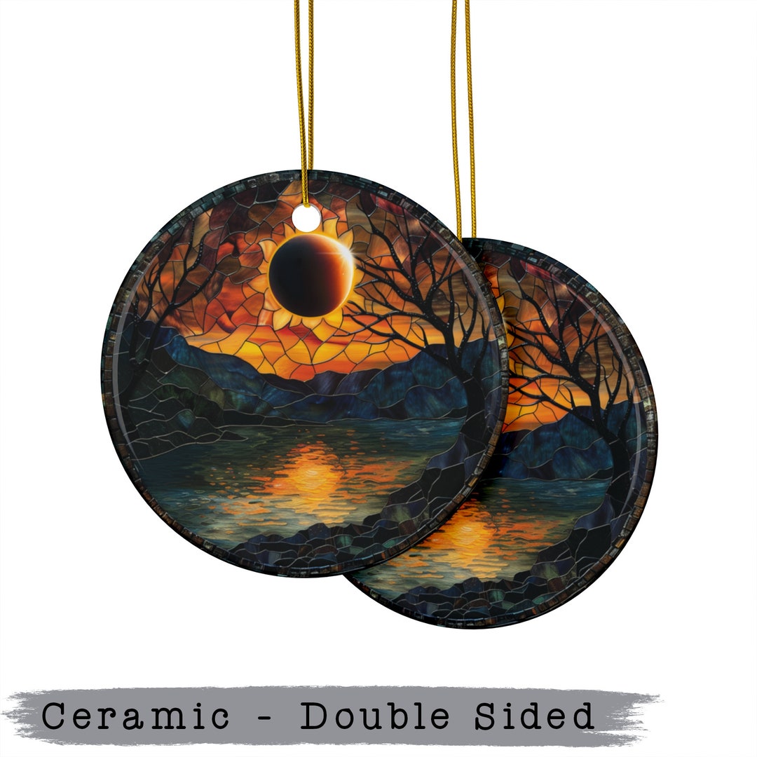 2024 Solar Eclipse Ceramic Ornament Gift | Total Eclipse Glass Memento ...