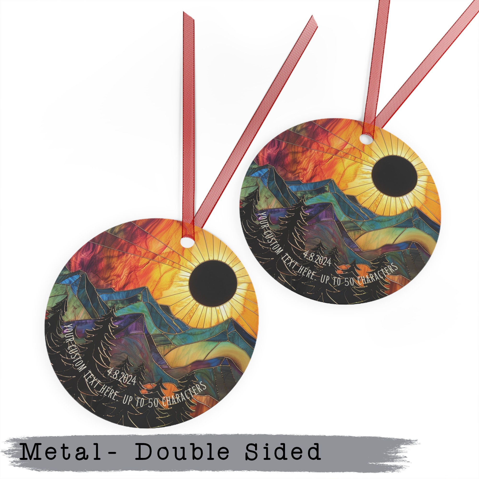 Custom Solar Eclipse Mountain Landscape Ornament Glass, Metal, Ceramic ...