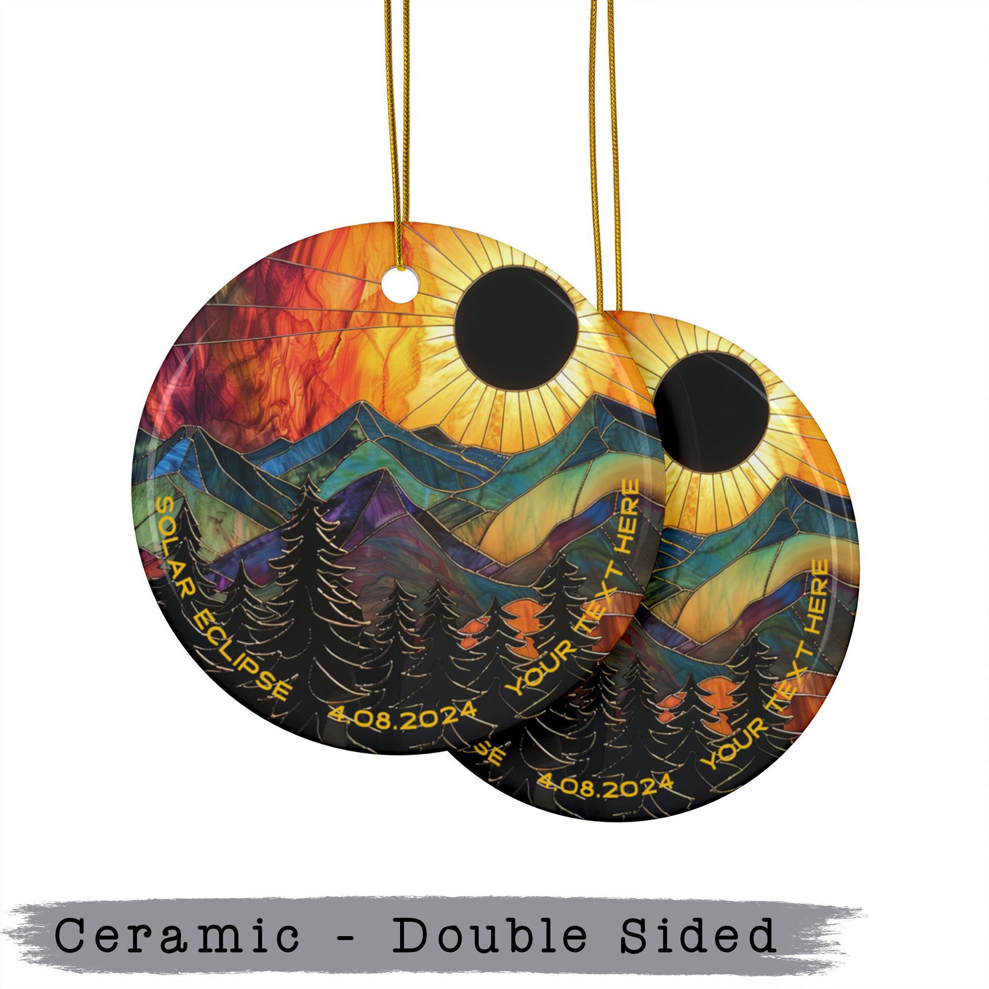 Solar Eclipse Mountain Landscape Custom Ornament Glass, Metal, Ceramic ...