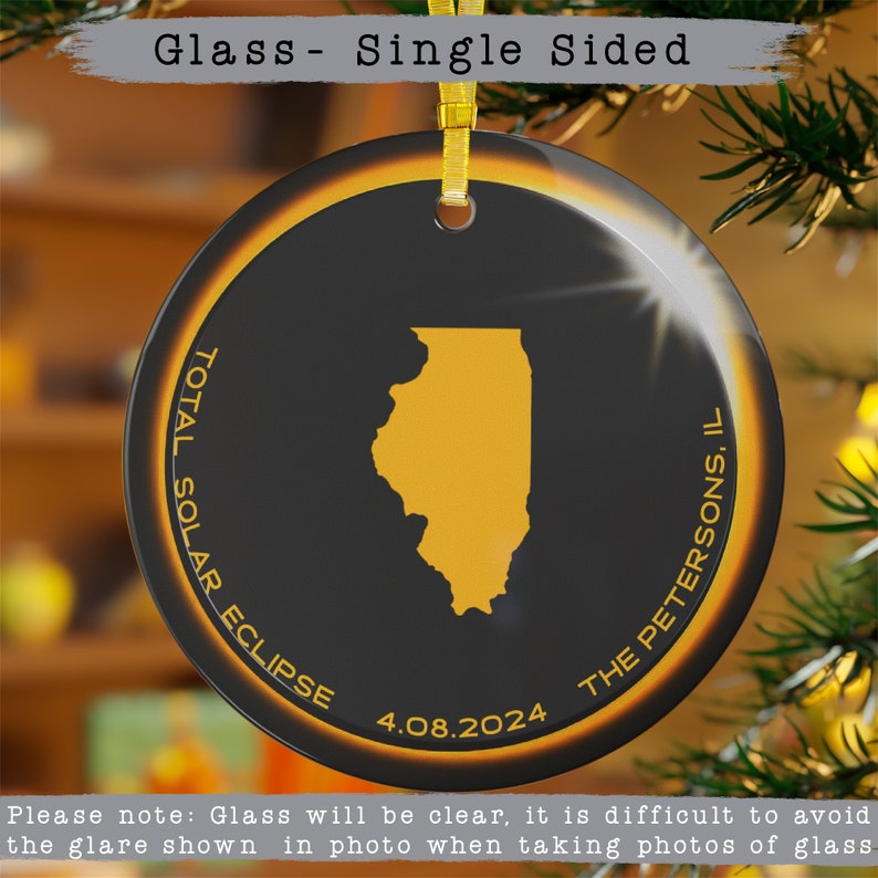 Illinois Totality Solar Eclipse 2024 Personalized Ornament Glass, Metal ...