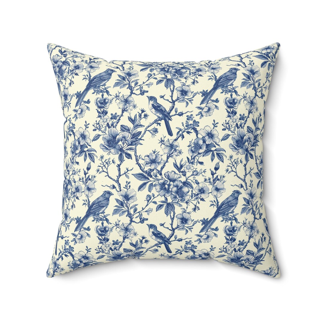Traditional French Toile De Jouy Floral Throw Cushion | Vintage Antique ...