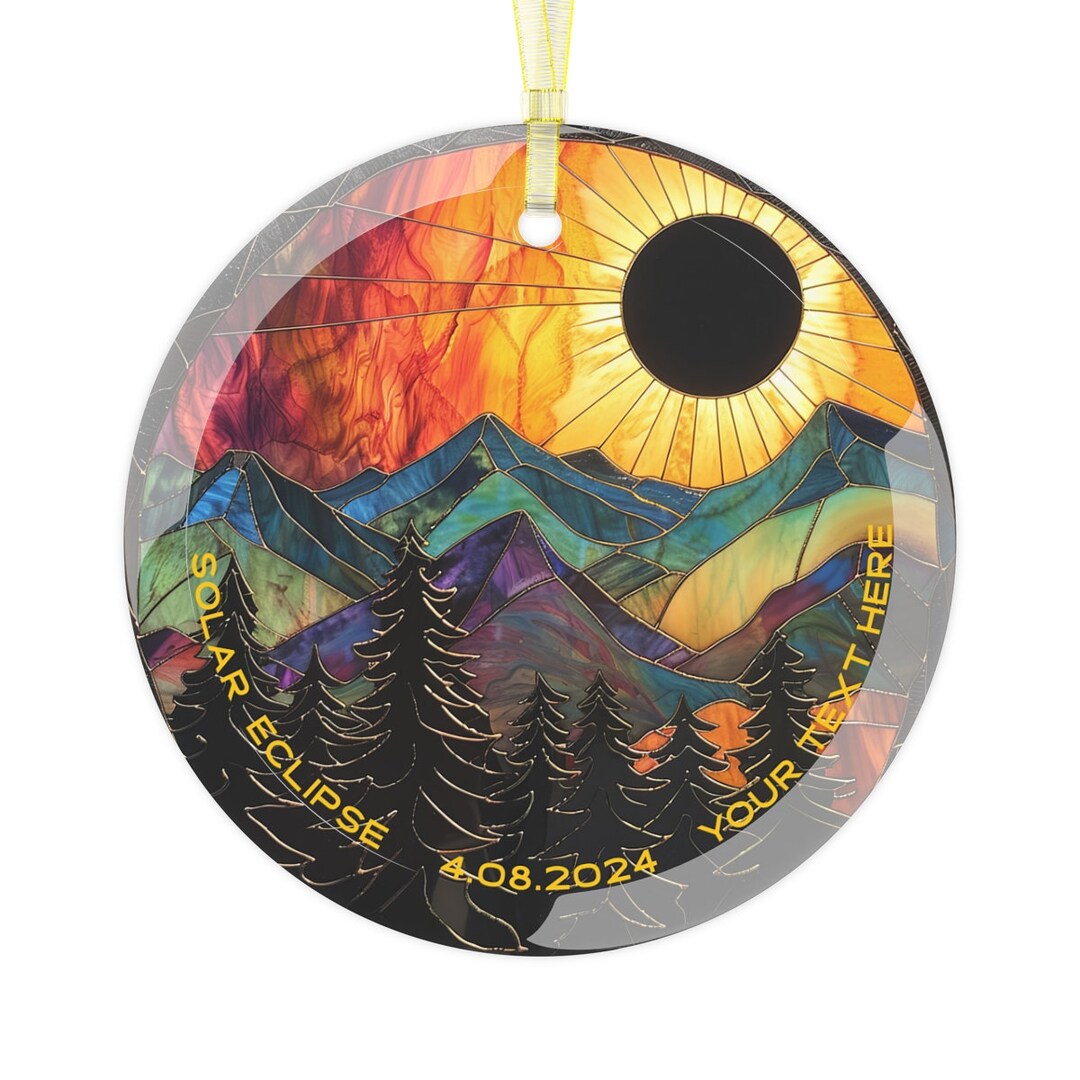 Solar Eclipse Mountain Landscape Custom Ornament Glass, Metal, Ceramic ...