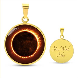 Custom Solar Eclipse 2024 Pendant Necklace | Personalized Celestial ...