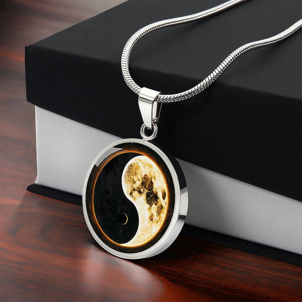 Personalized Solar Eclipse Yin Yang 2024 Pendant Necklace Custom ...