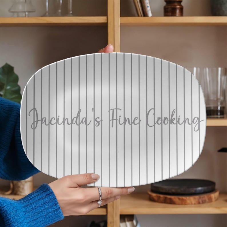 Personalized Family Name Platter | Modern Striped Serving Platter for ...