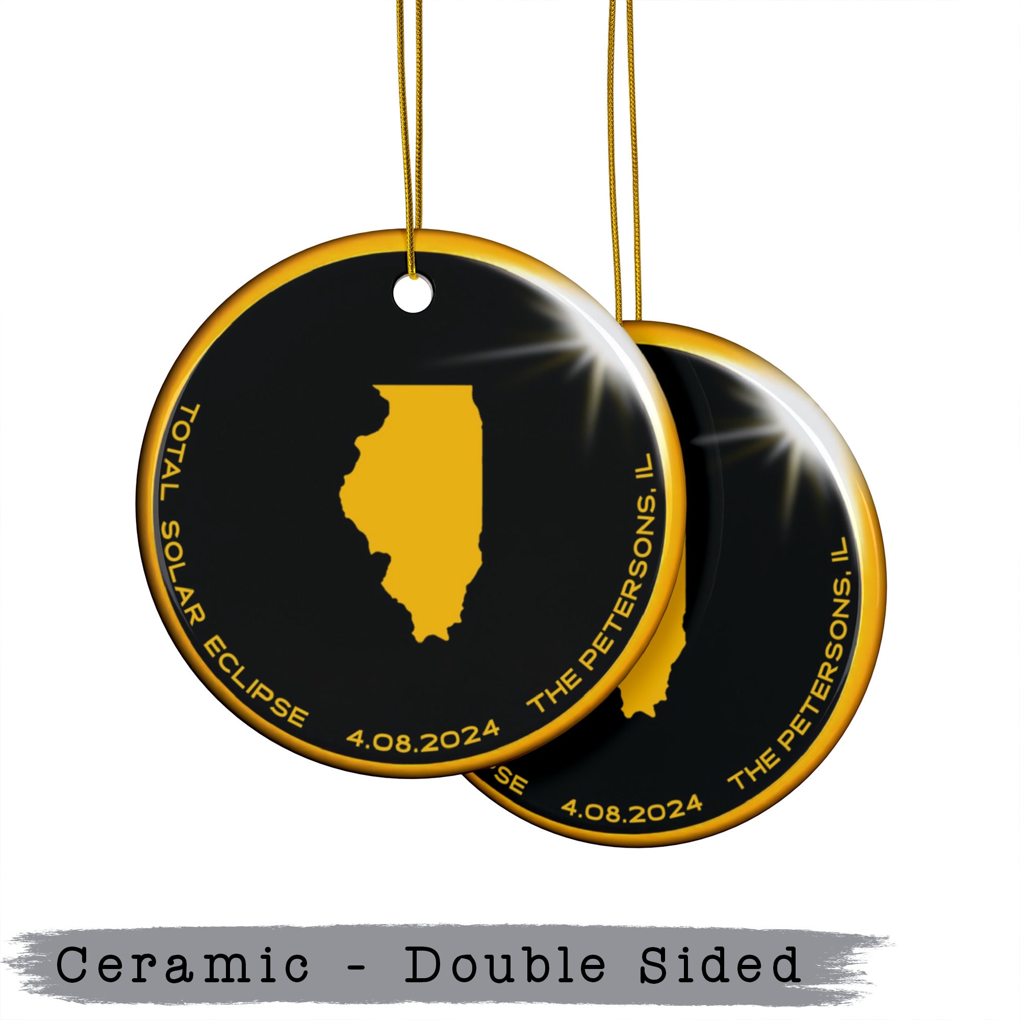 Illinois Totality Solar Eclipse 2024 Personalized Ornament Glass, Metal ...