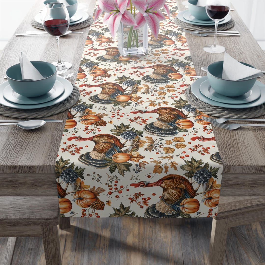 Fall Table Runner Toile De Jouy | Thanksgiving Runner | Autumn Colors ...