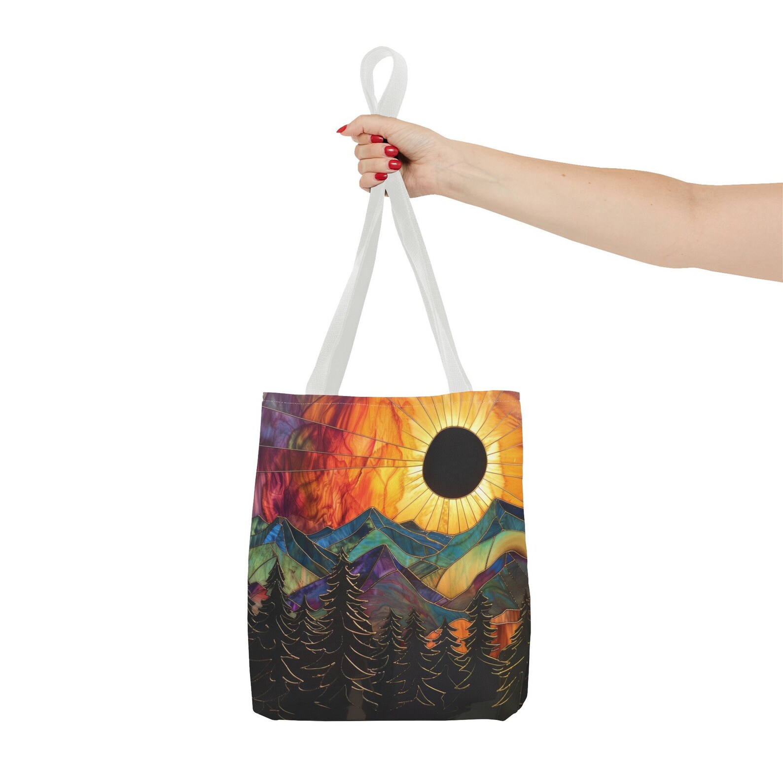 Solar Eclipse Tote Bag Stained Glass Eclipse Art Travel Bag Keepsake ...