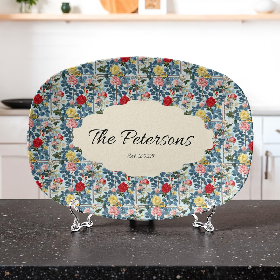 Personalized Vintage Rose Platter Family-gift-for Mom | Newly Weds ...