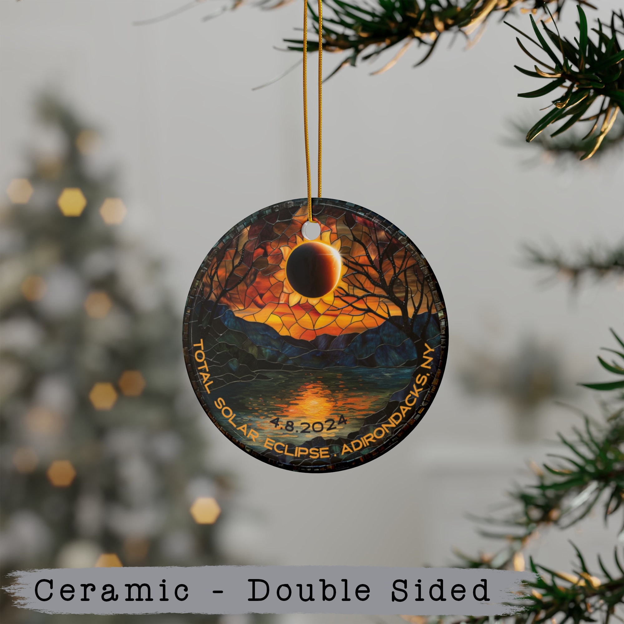 Solar Eclipse Mountain Lake Custom Ornament - Glass, Metal, Ceramic ...