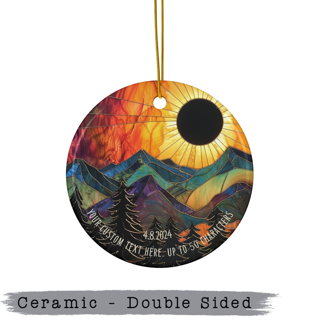 Custom Solar Eclipse Mountain Landscape Ornament - Glass, Metal ...