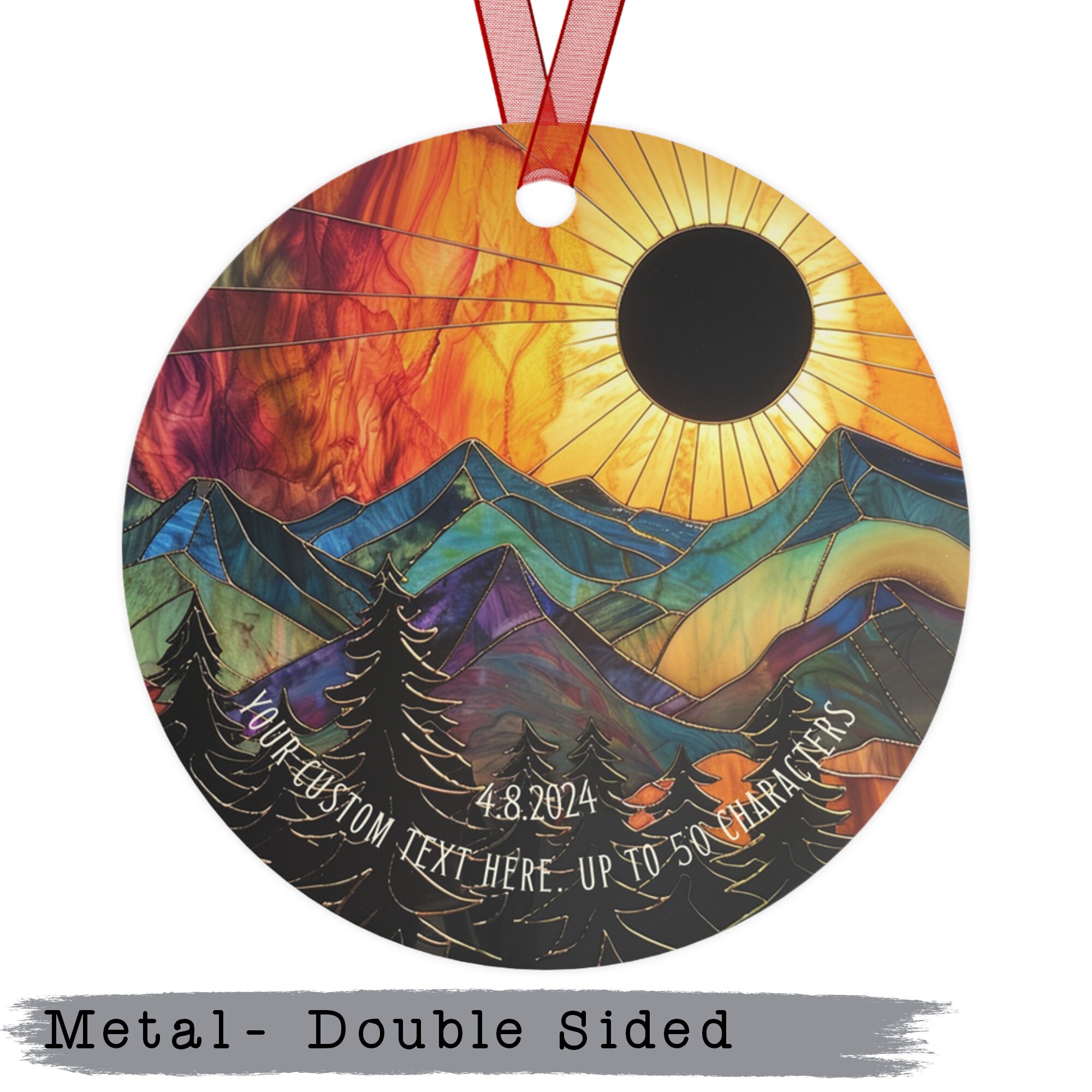 Custom Solar Eclipse Mountain Landscape Ornament Glass, Metal, Ceramic ...