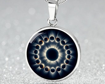 Personalized Total Solar Eclipse 2024 Pendant Necklace Custom Lunar ...