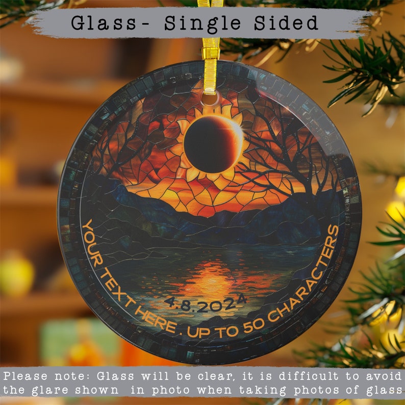Solar Eclipse Mountain Lake Custom Ornament - Glass, Metal, Ceramic ...