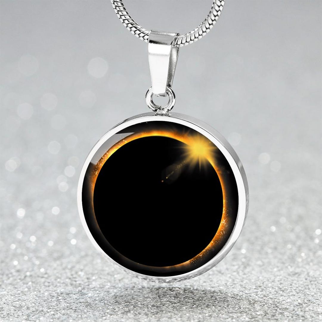 Personalized Total Solar Eclipse 2024 Pendant Necklace | Custom Lunar ...