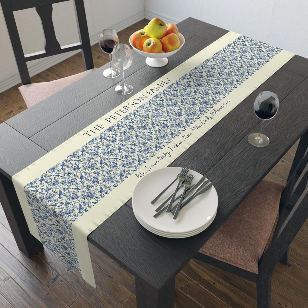 Personalized Traditional Toile De Jouy Floral Table Runner | French ...