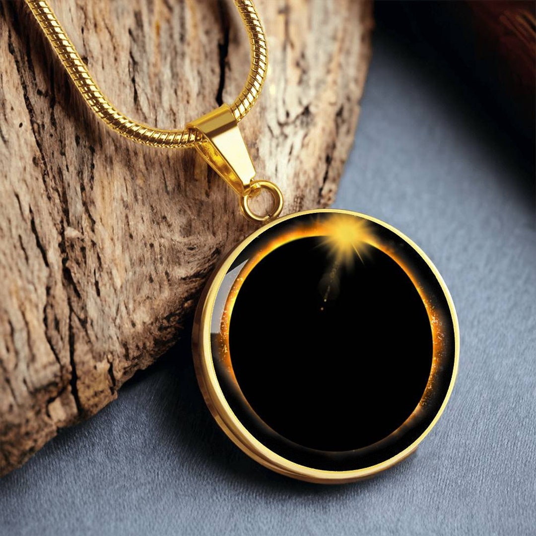 Personalized Total Solar Eclipse 2024 Pendant Necklace Custom Lunar ...