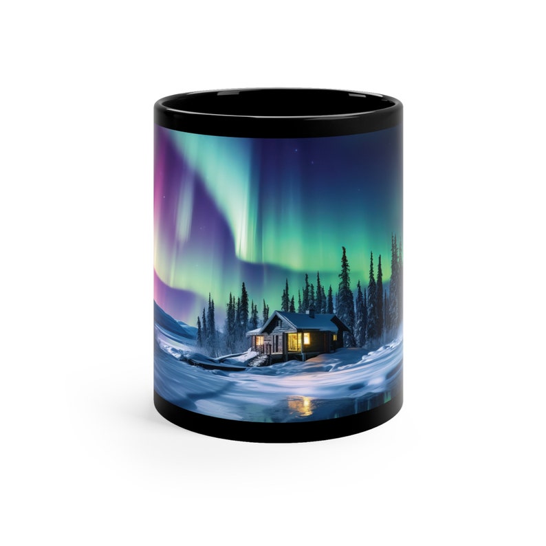 Northern Lights With Cabin Mug Aurora Borealis Mug Alaska Iceland Gift ...