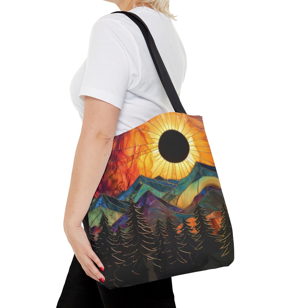 Solar Eclipse Tote Bag Stained Glass Eclipse Art Travel Bag Keepsake ...