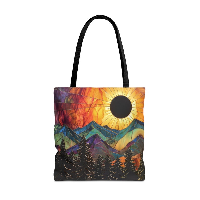 Solar Eclipse Tote Bag Stained Glass Eclipse Art Travel Bag Keepsake ...
