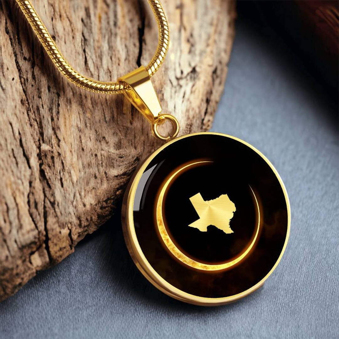 Texas Totality Solar Eclipse 2024 Necklace | Custom State Eclipse Gift ...